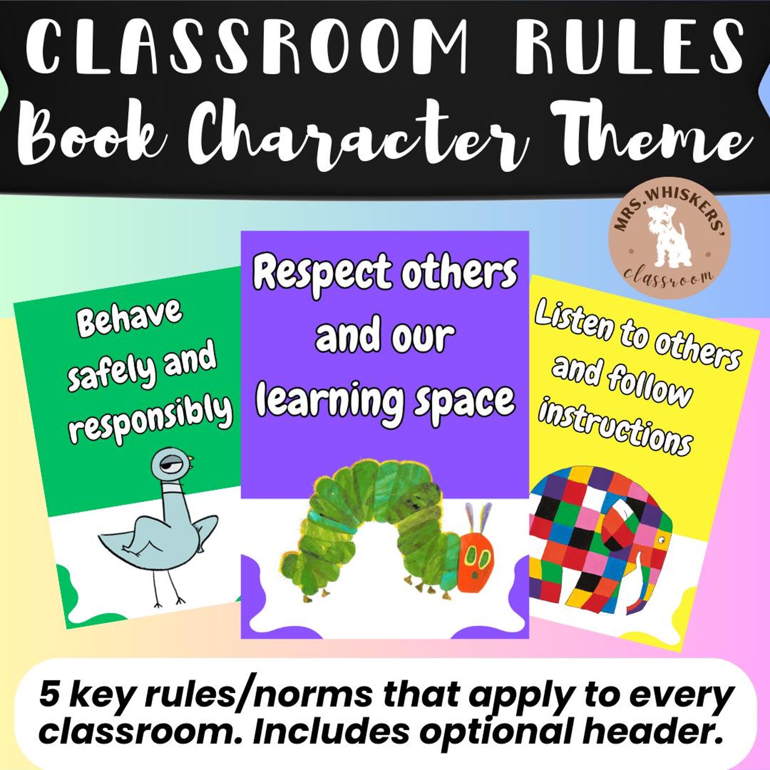 Classroom Rules - Expectations - Book Character Theme - Etsy