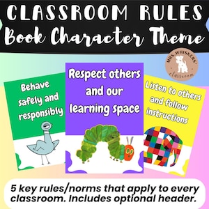 Classroom Rules - Expectations - Book Character Theme - Etsy