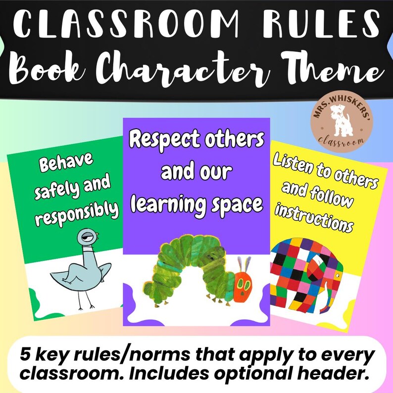 Classroom Rules - Expectations - Book Character Theme - Etsy