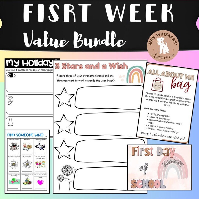 First Week of School ACTIVITY BUNDLE - Etsy