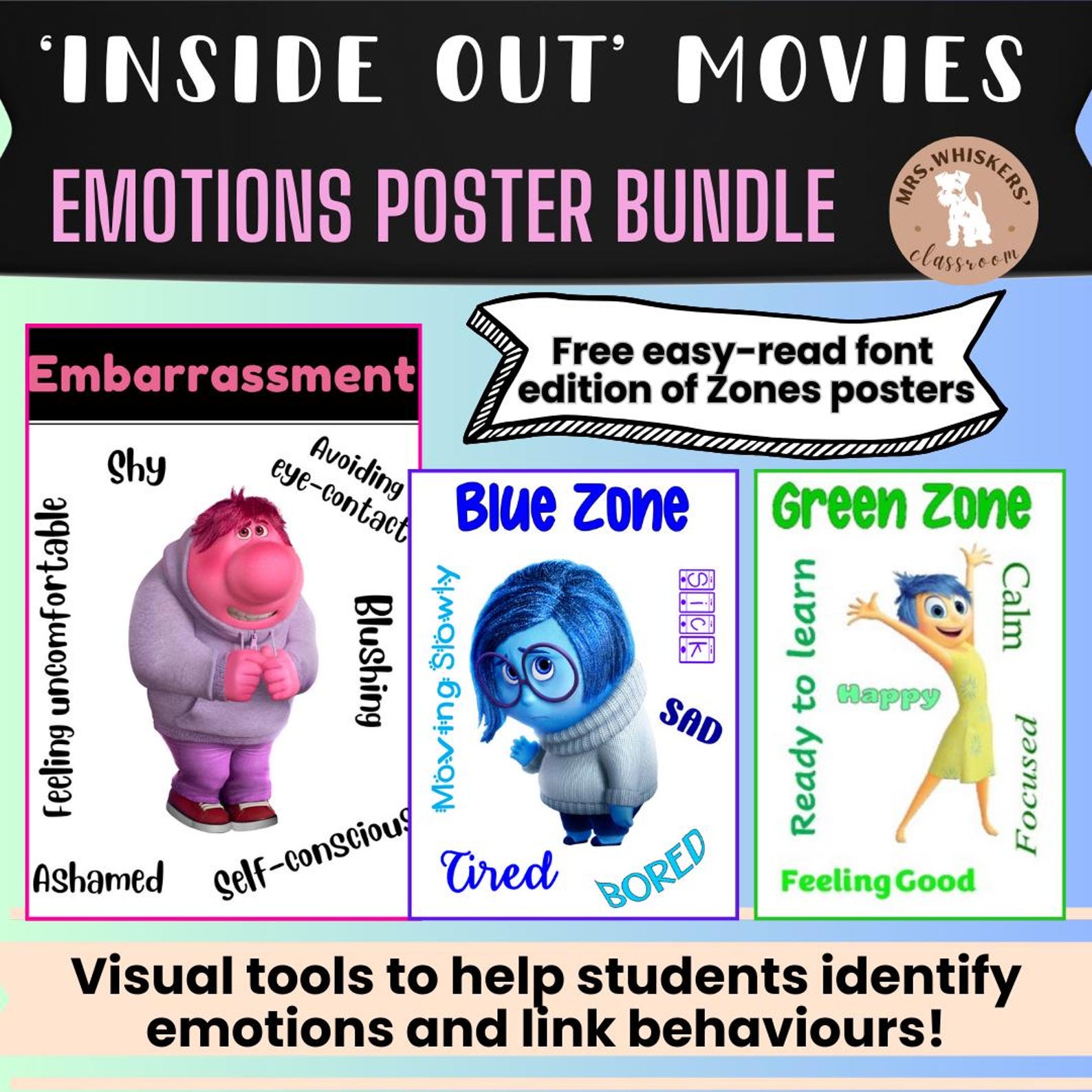 Inside Out Movies - Identifying Emotions and Behaviours - Poster BUNDLE ...