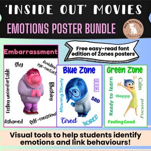 Inside Out Movies - Identifying Emotions and Behaviours - Poster BUNDLE ...