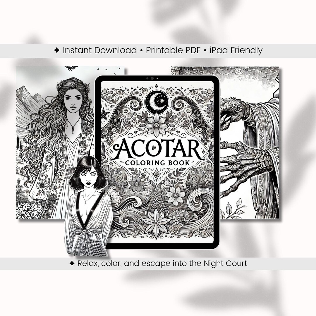 ACOTAR Inspired Coloring Book Printable for Adults – Fantasy Romance ...