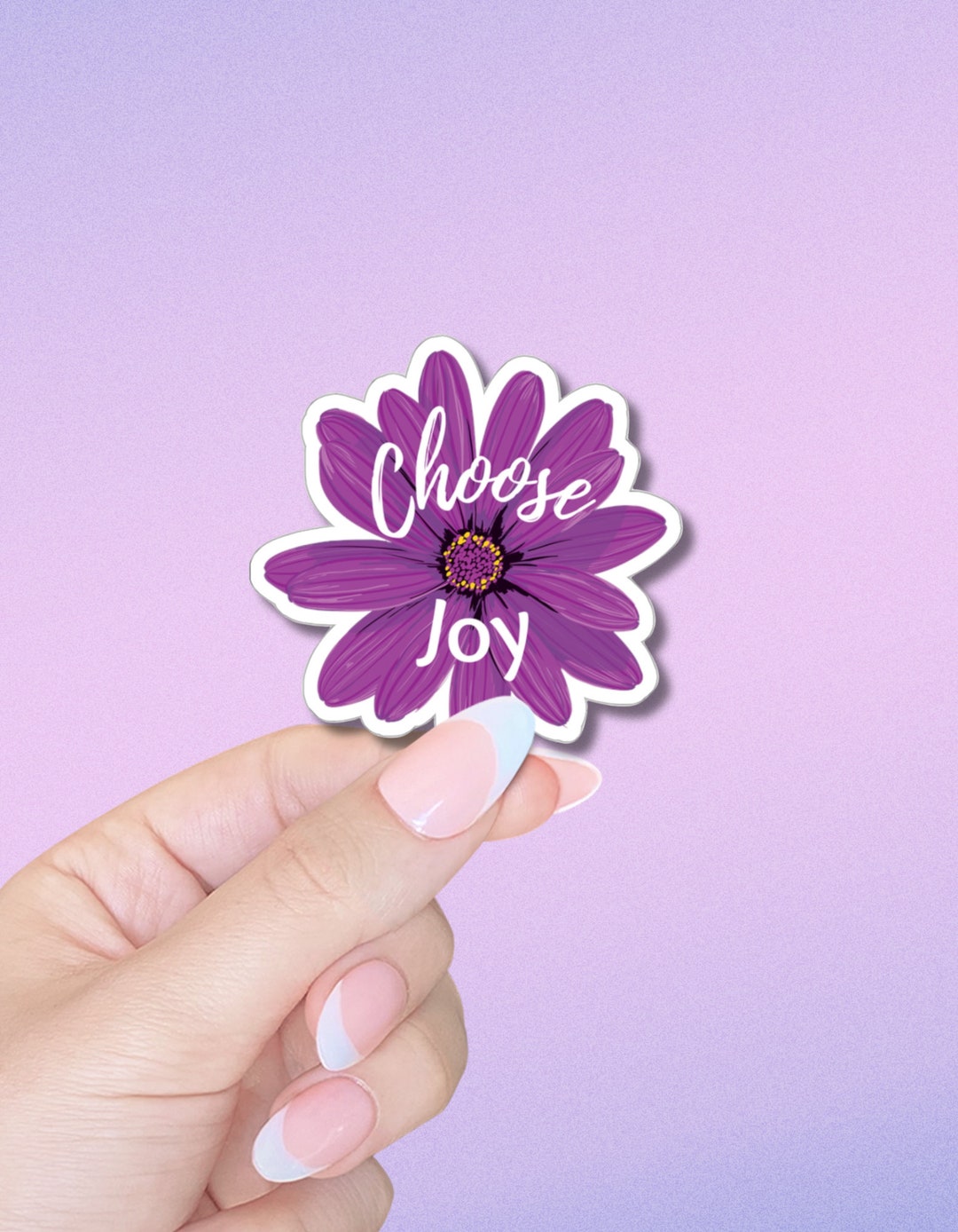Choose Joy Sticker, Purple Flower Decal, Inspirational Quote Sticker ...