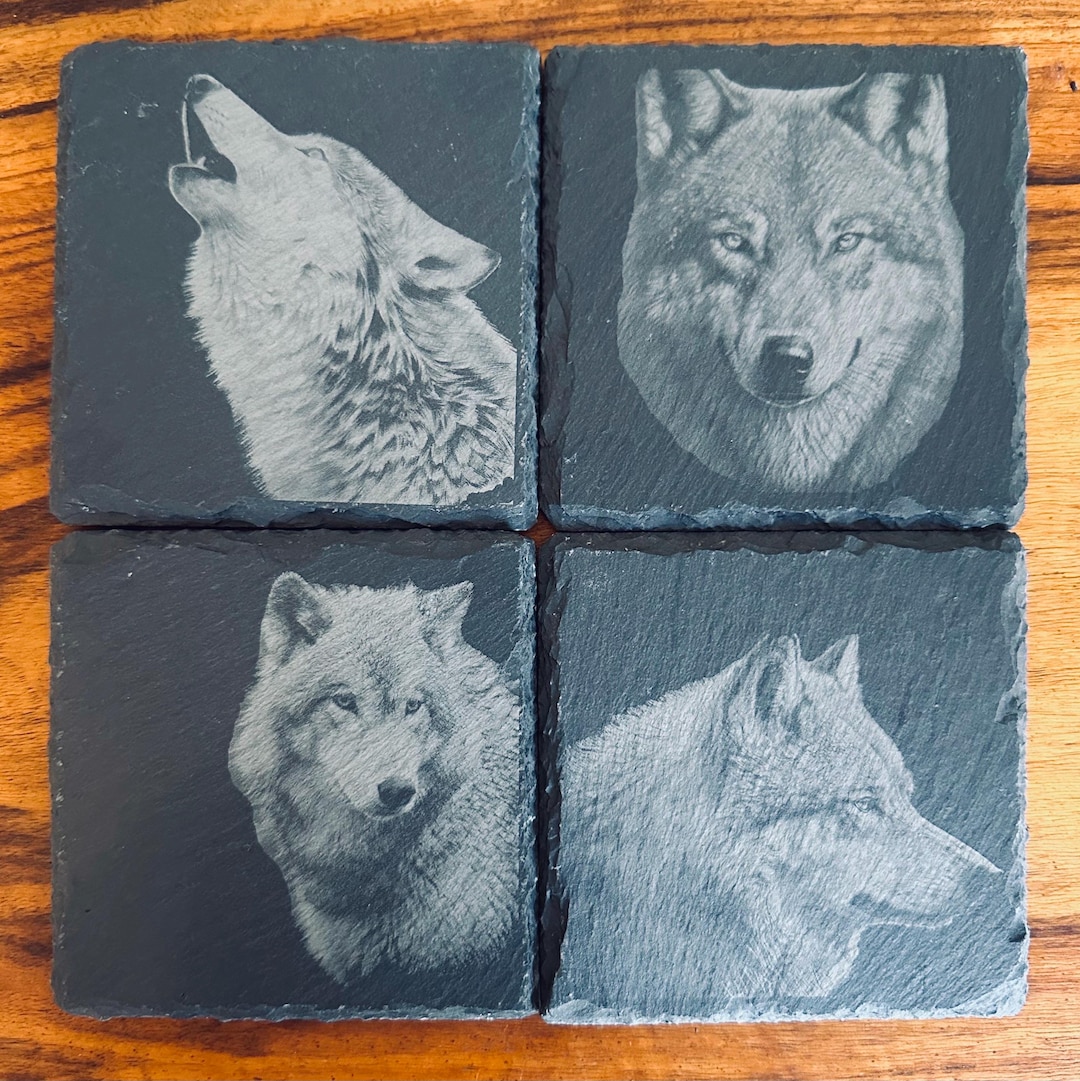 Wolf Slate Coaster Set Dire Wolf Coasters Wolves Wolf Lovers Wolf Decor ...