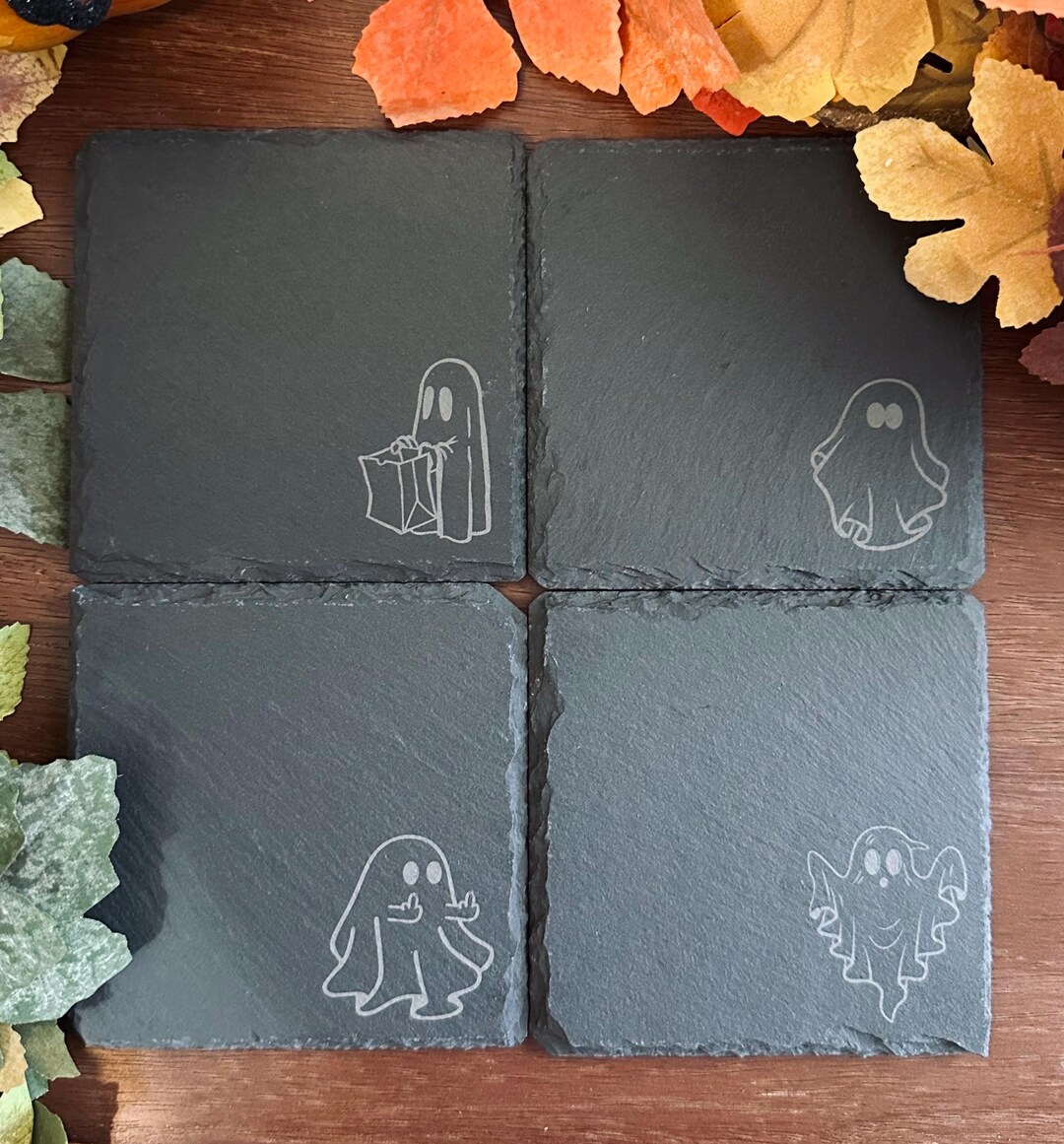 Spooky Ghost Coasters Halloween Coasters Ghost Coaster Set Cute Ghosts ...