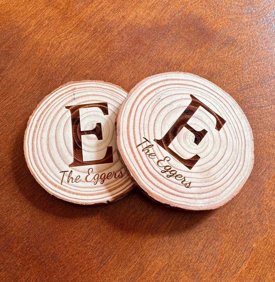 Custom Live Edge Wooden Letter Coasters With Last Name - Etsy