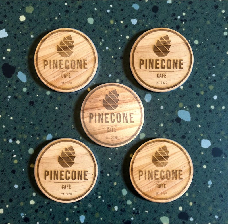 Custom Logo Coasters Bulk | Engraved Wood Office Coasters | Corporate ...