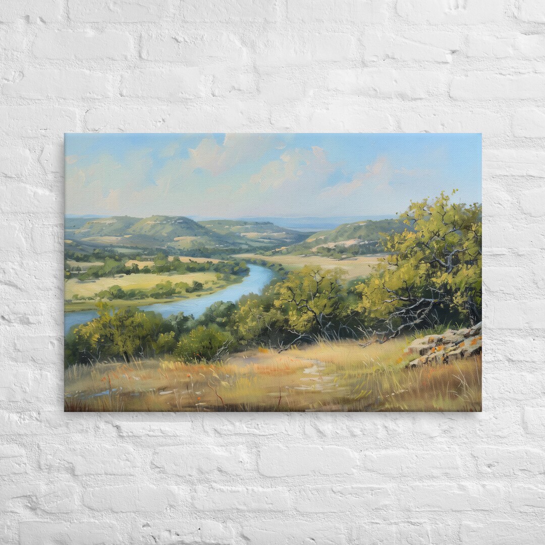 Impressionist Texas Hill Country Oil Painting - Scenic River and ...
