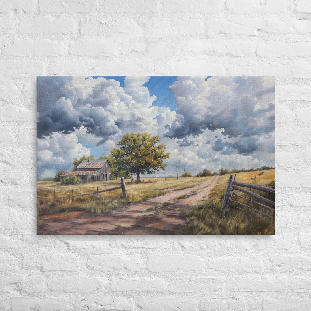 Rustic Charm: Farmhouse Landscape Art Collection - Etsy