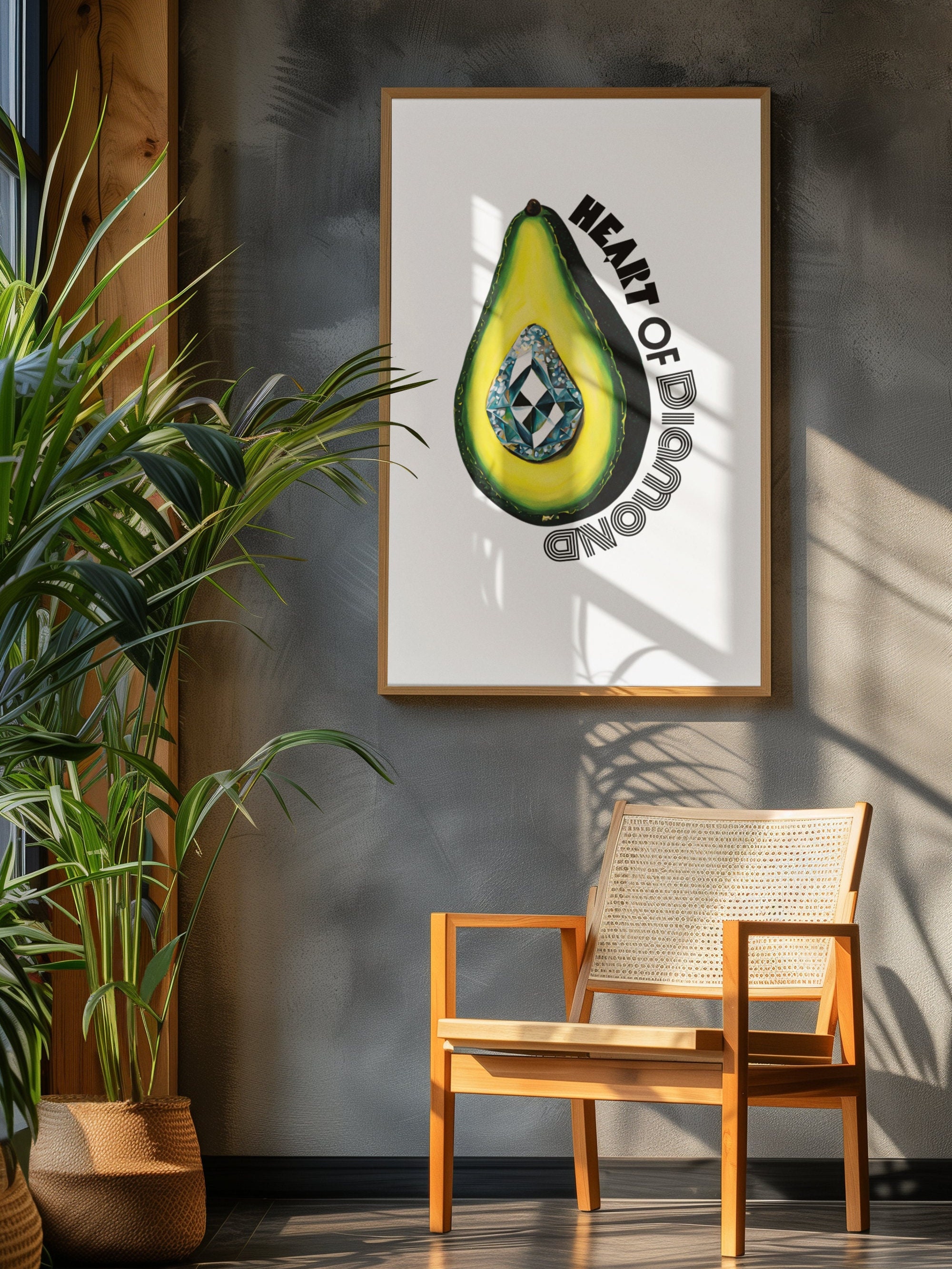 Avocado Wall Art, Digital Art, Modern Food Art, Funky Printable Avocado ...