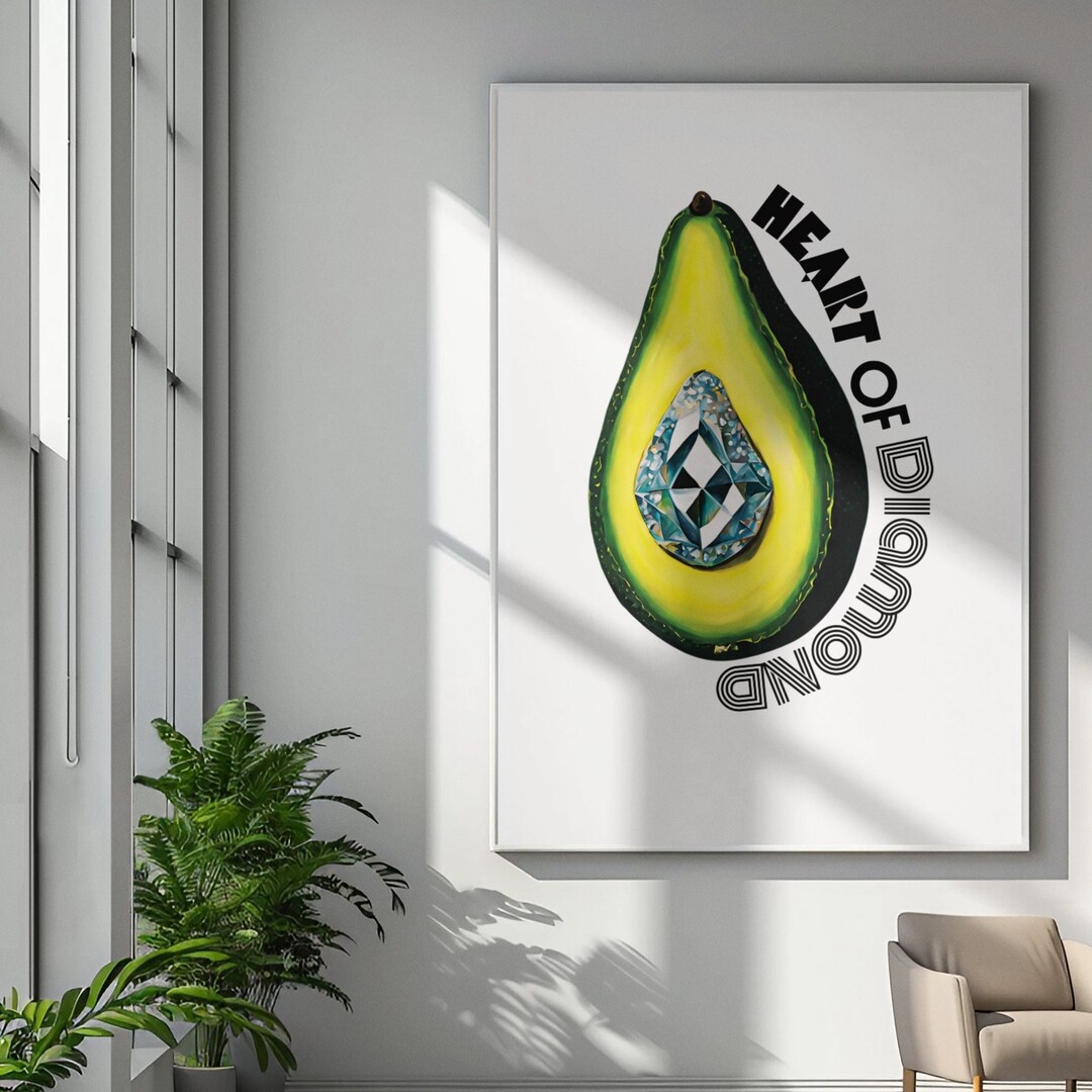Avocado Wall Art, Digital Art, Modern Food Art, Funky Printable Avocado ...