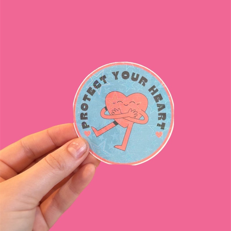Protect Your Heart Glittery Holographic Vinyl Sticker Etsy