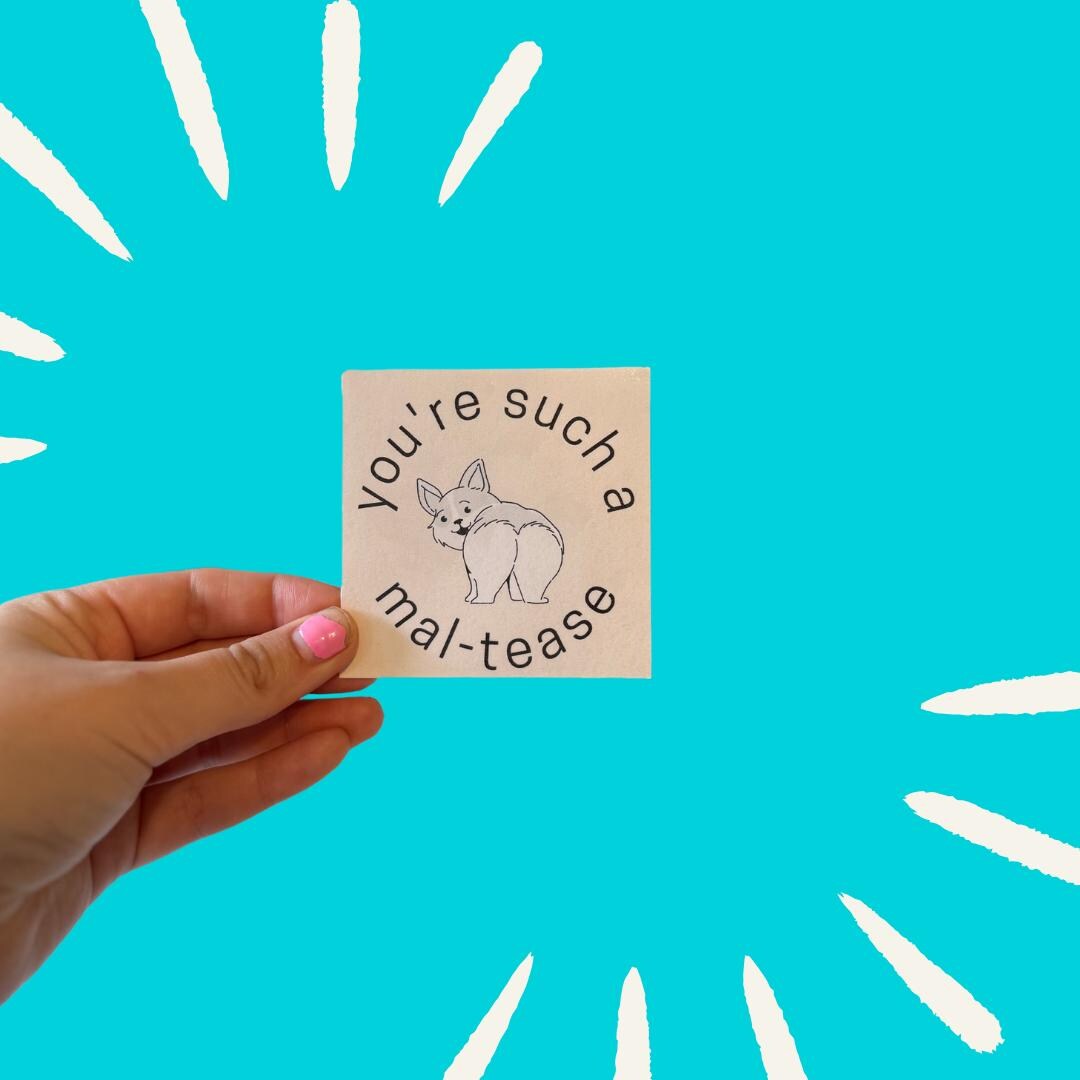 You're Such a Mal-tease Dog Vinyl Sticker - Etsy