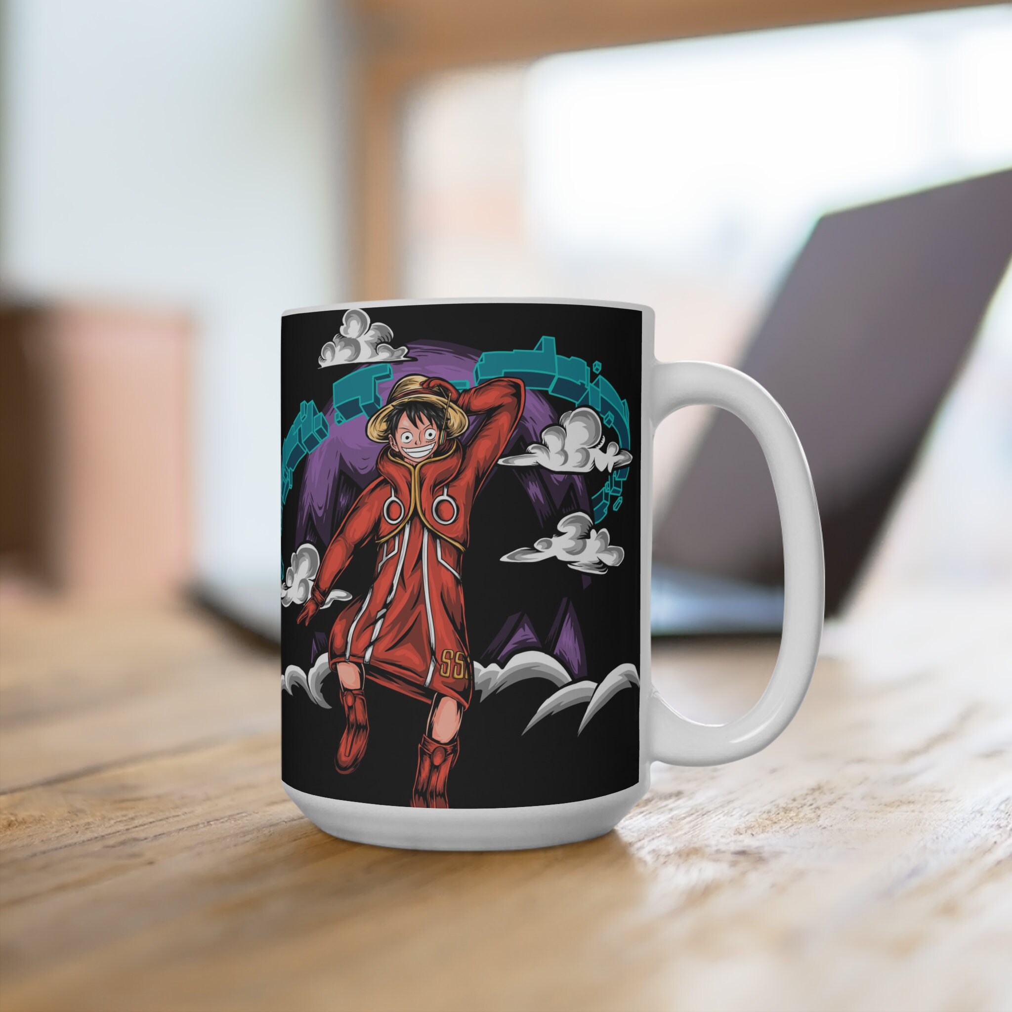 One Piece Anime Monkey D. Luffy Egg Head Island Arc Coffee Mug Gift ...