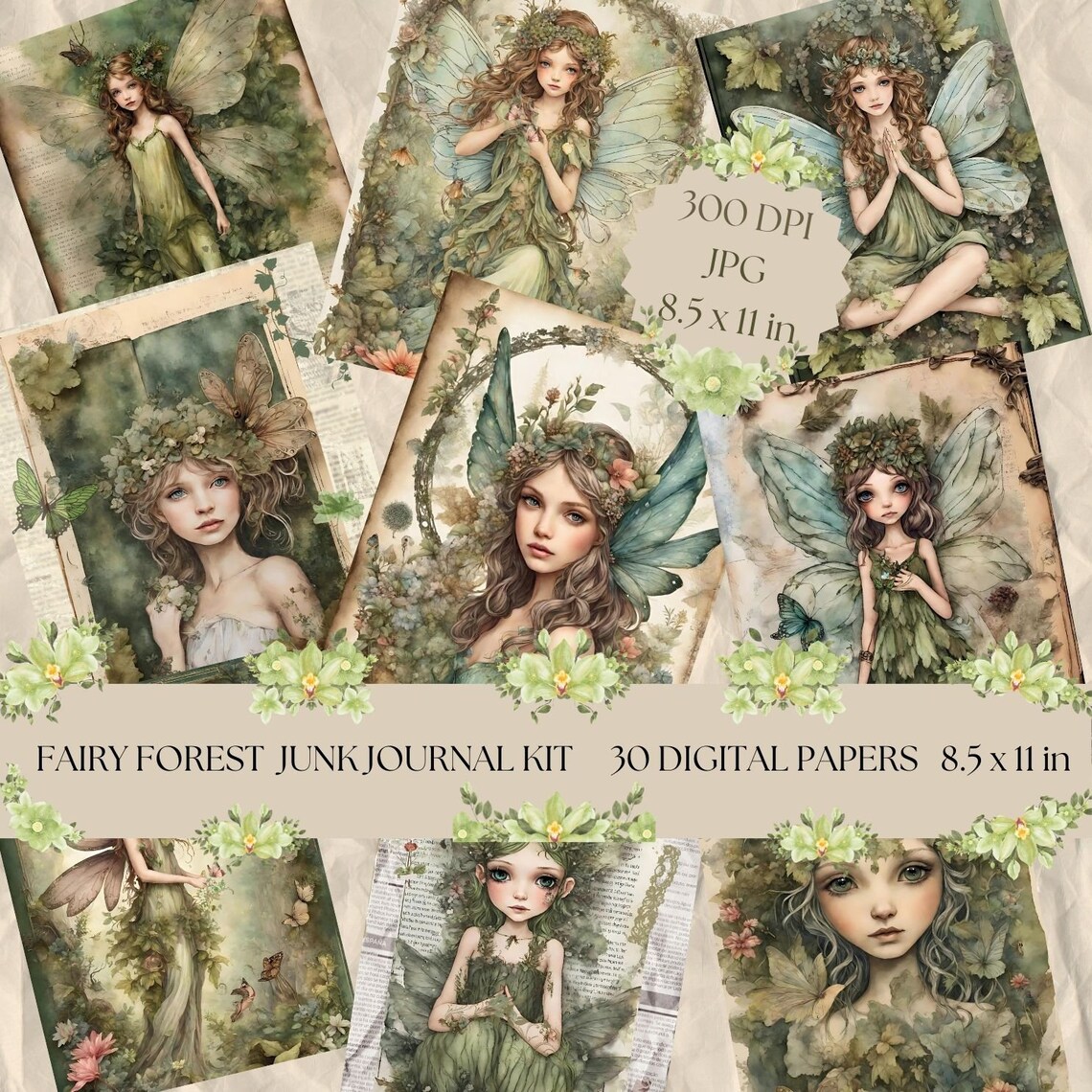 Fairy Forest Junk Journal Printable Papers. Digital Download. Fairy ...