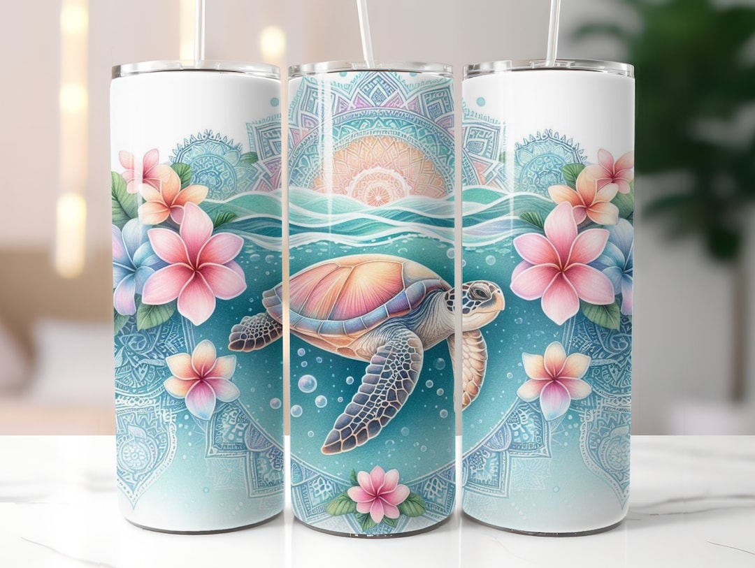 Pastel Floral Turtle Wrap Sublimation Design Templates, Straight Png ...