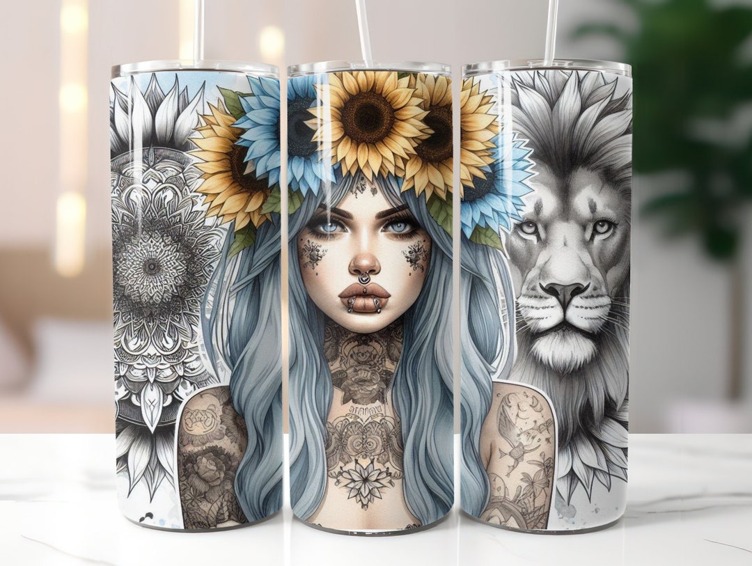 Floral Girl Lion Wrap Sublimation Design Templates, Straight Png ...