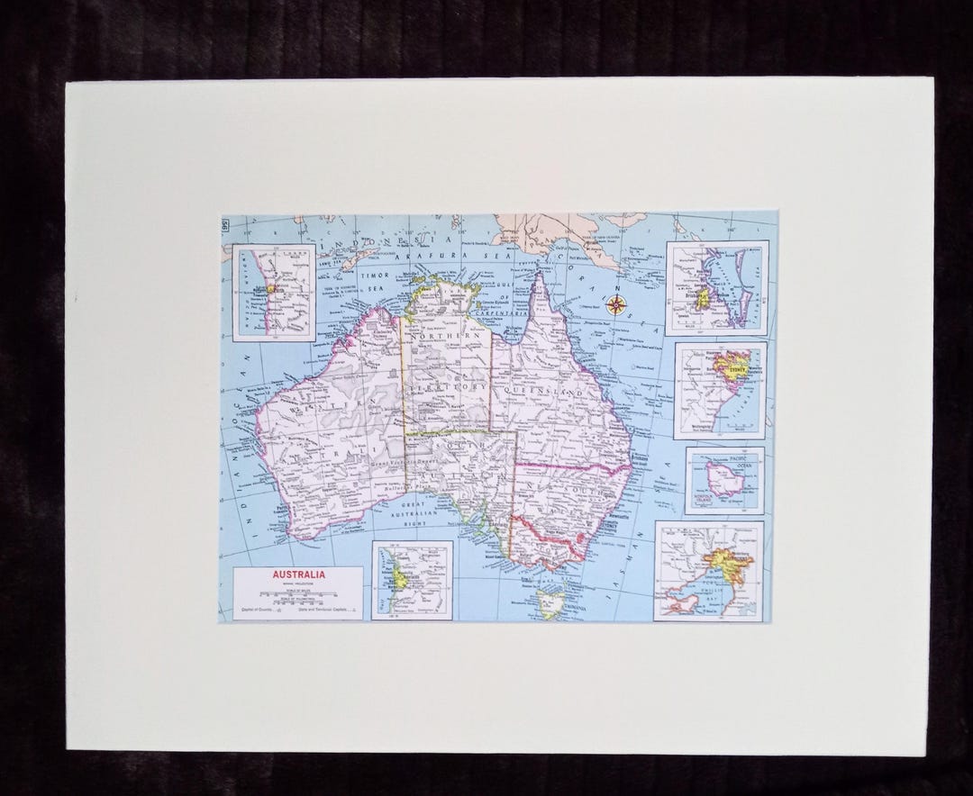 Original 1967 Map of AUSTRALIA With New Mat Vintage Map Historic Map ...
