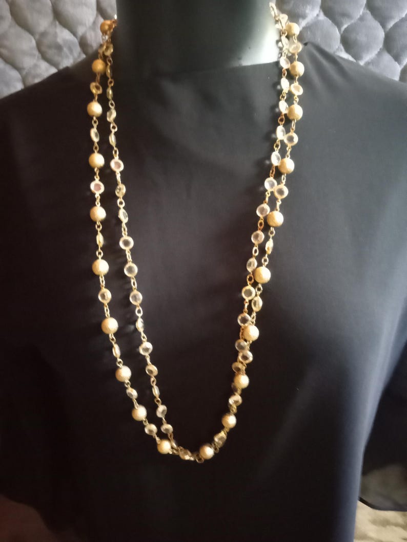 VINTAGE Set of 2 Austria Crystal USA Necklace Bezel Clear Crystals 2 in ...