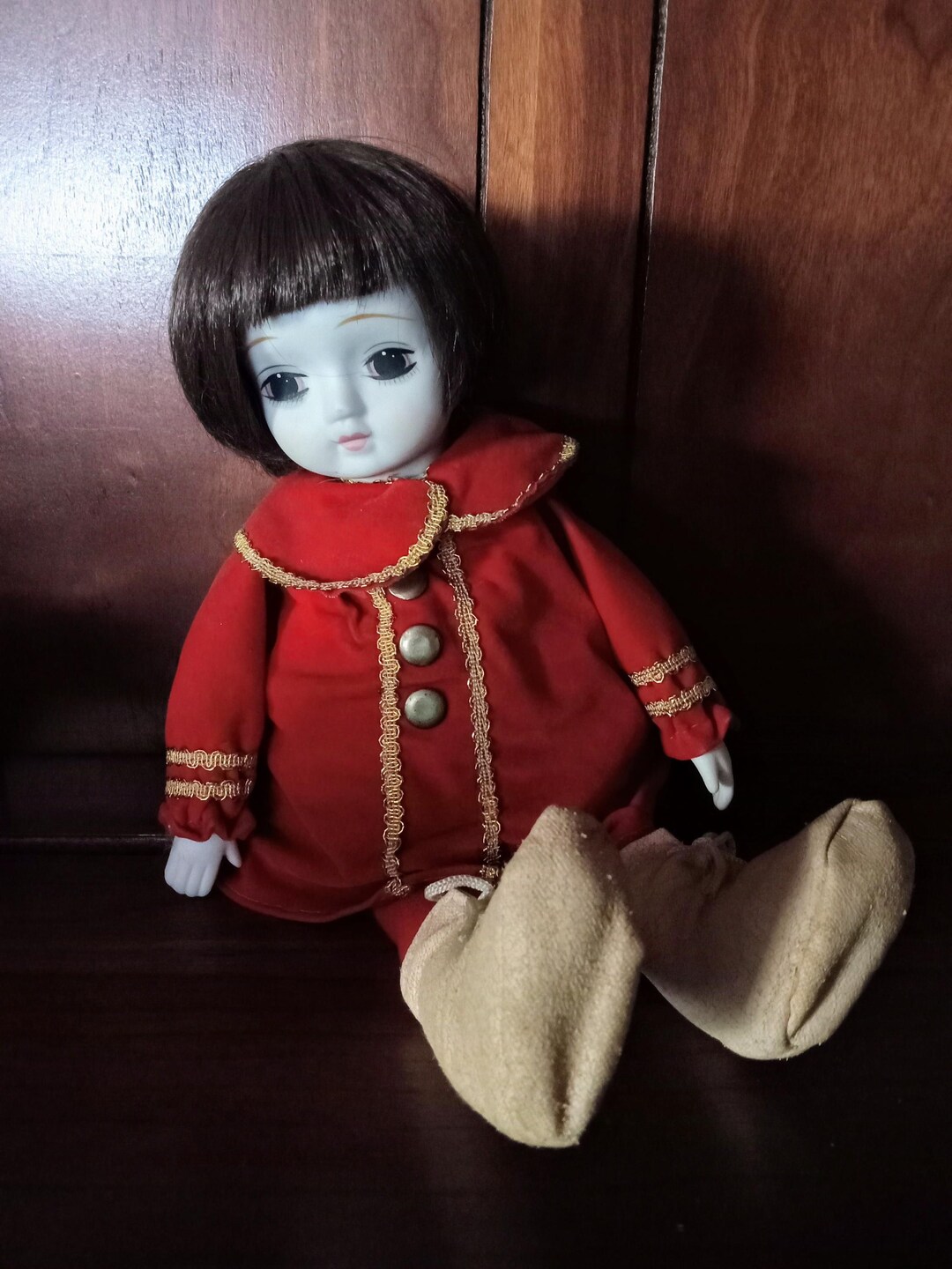 Unique Vintage, Sankyo Musical, Porcelain Doll, 10"velvet Dress, Gift ...