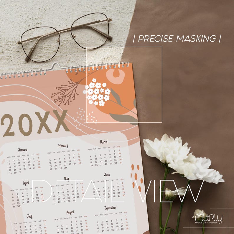 Calendar Mockup DIN A Size | Wall Calendar With Flowers | Calendar on a ...