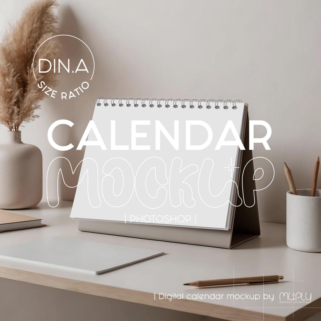Calendar Mockup DIN A Size Desk Calendar in Boho Style Calendar With ...