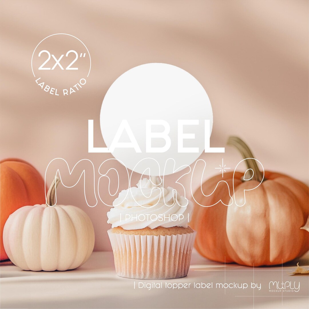 Topper Label Mockup 2x2 Cupcake Label With Pumpkins Label With Orange ...