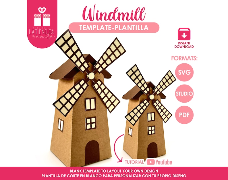 Windmill Favor Box Template: Farm Party Decoration (SVG, PDF) - Etsy