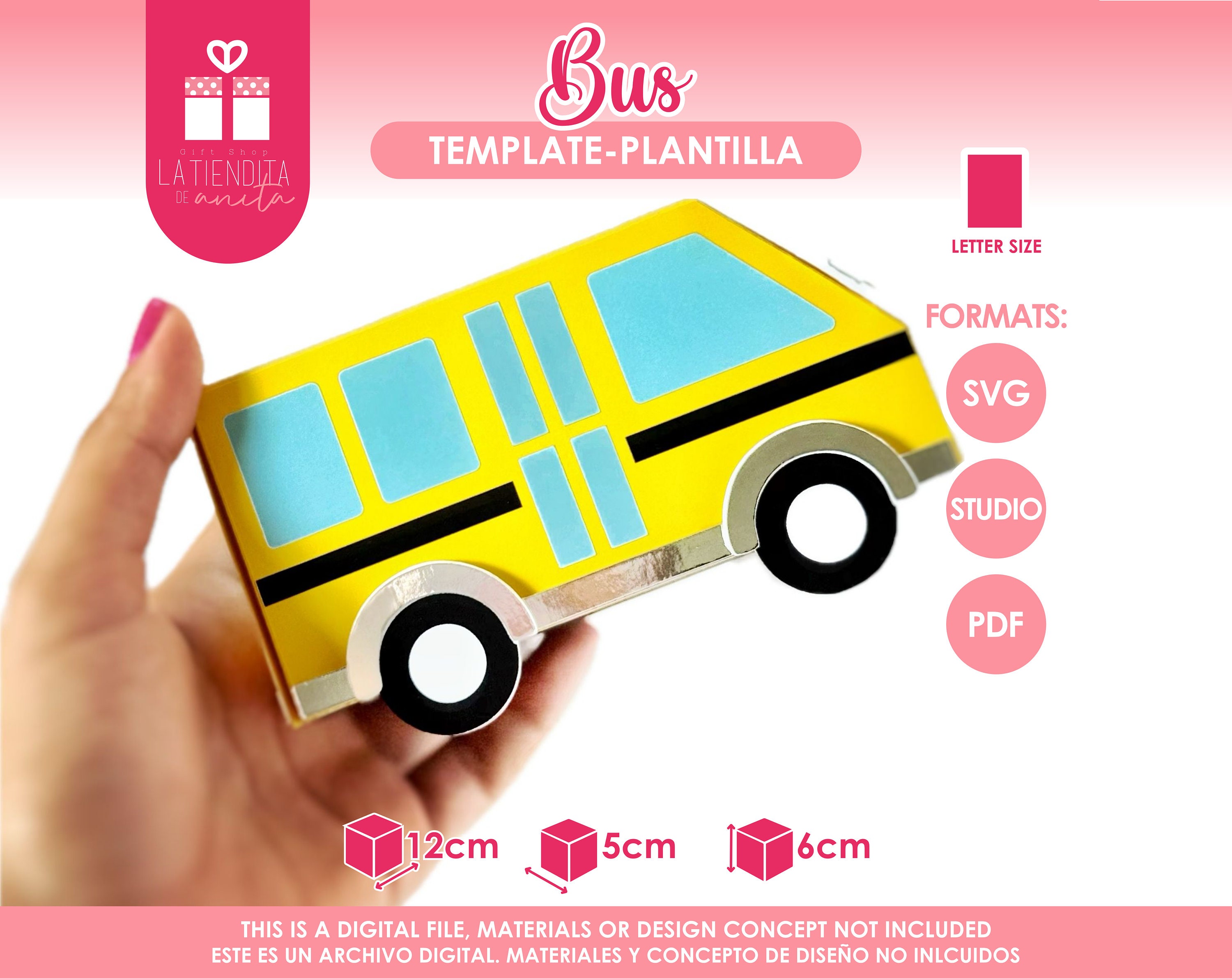 School Bus Favor Box SVG Template, 3D Paper Bus Pattern, Back to School ...