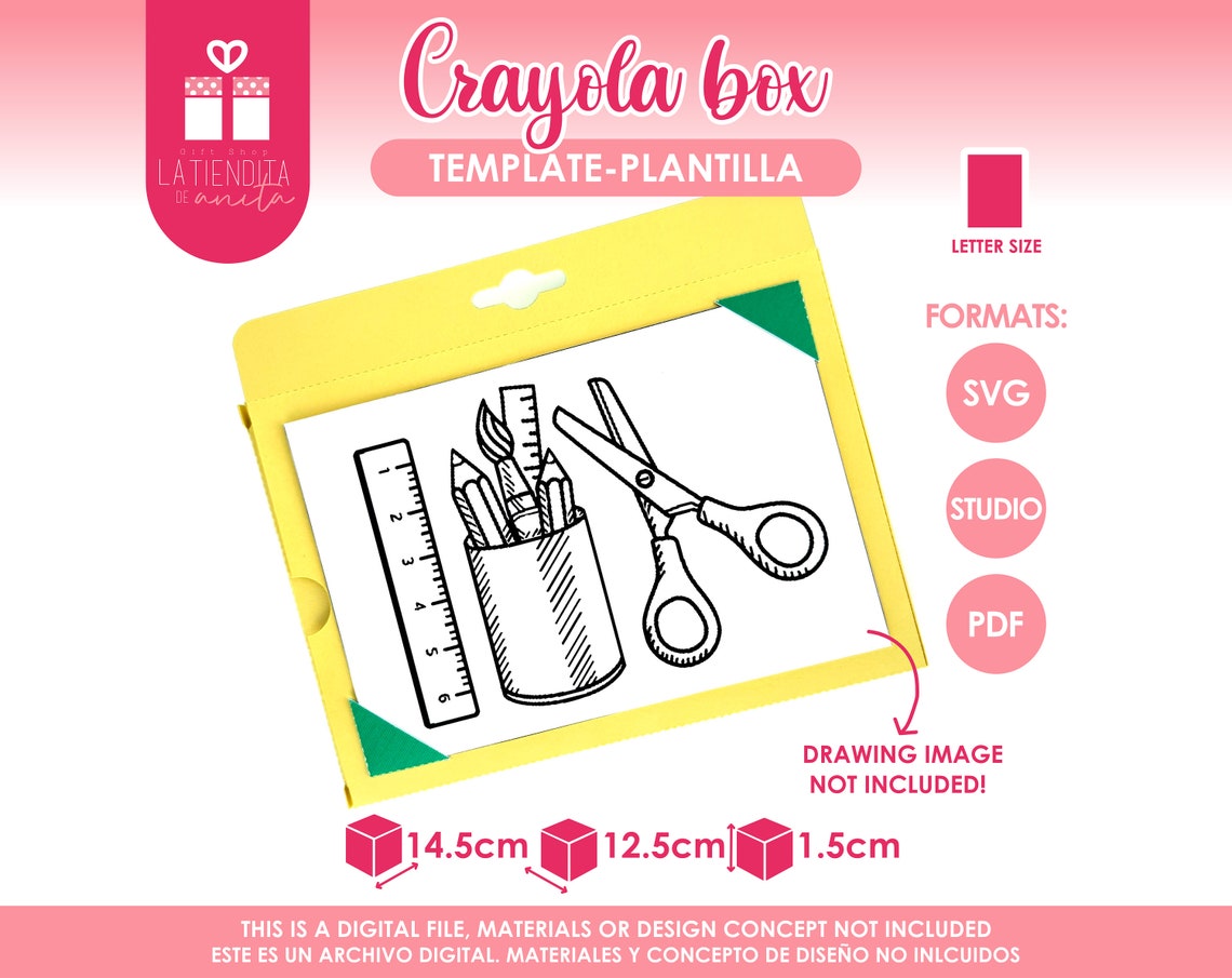 Crayola Box Template, Crayon Coloring Case SVG, Student Gift Ideas ...