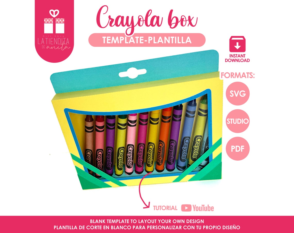 Crayola Box Template, Crayon Coloring Case SVG, Student Gift Ideas ...