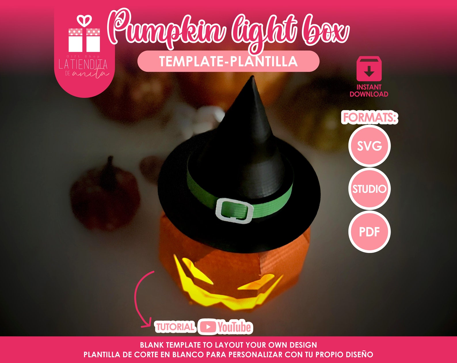 Halloween Light Box Template, 3D Pumpkin Box SVG, Pumpkin Candy Box ...