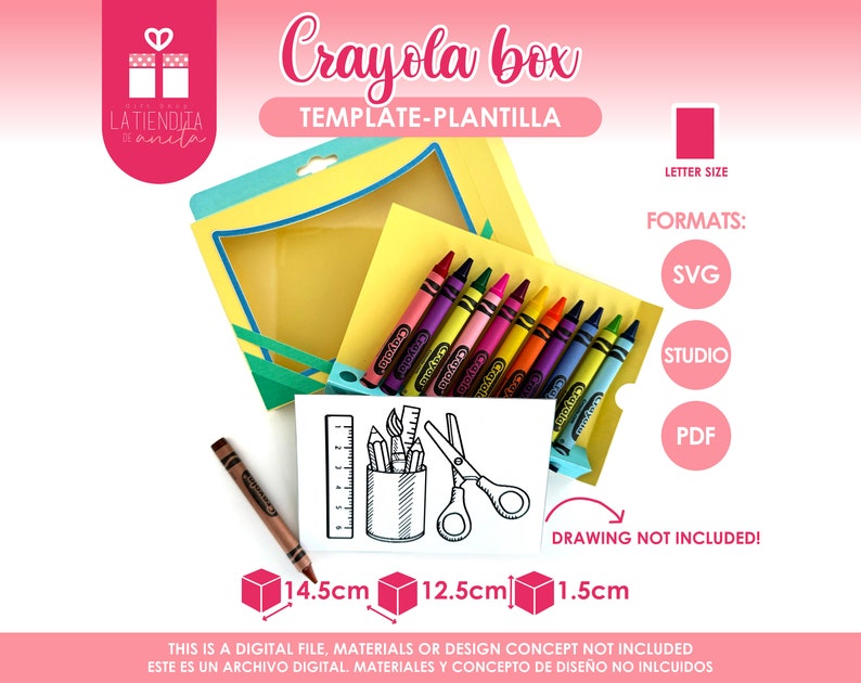 Crayola Visor Box Template, Wax Crayon Coloring Case SVG File for Silhouette and Cricut, Back to ...