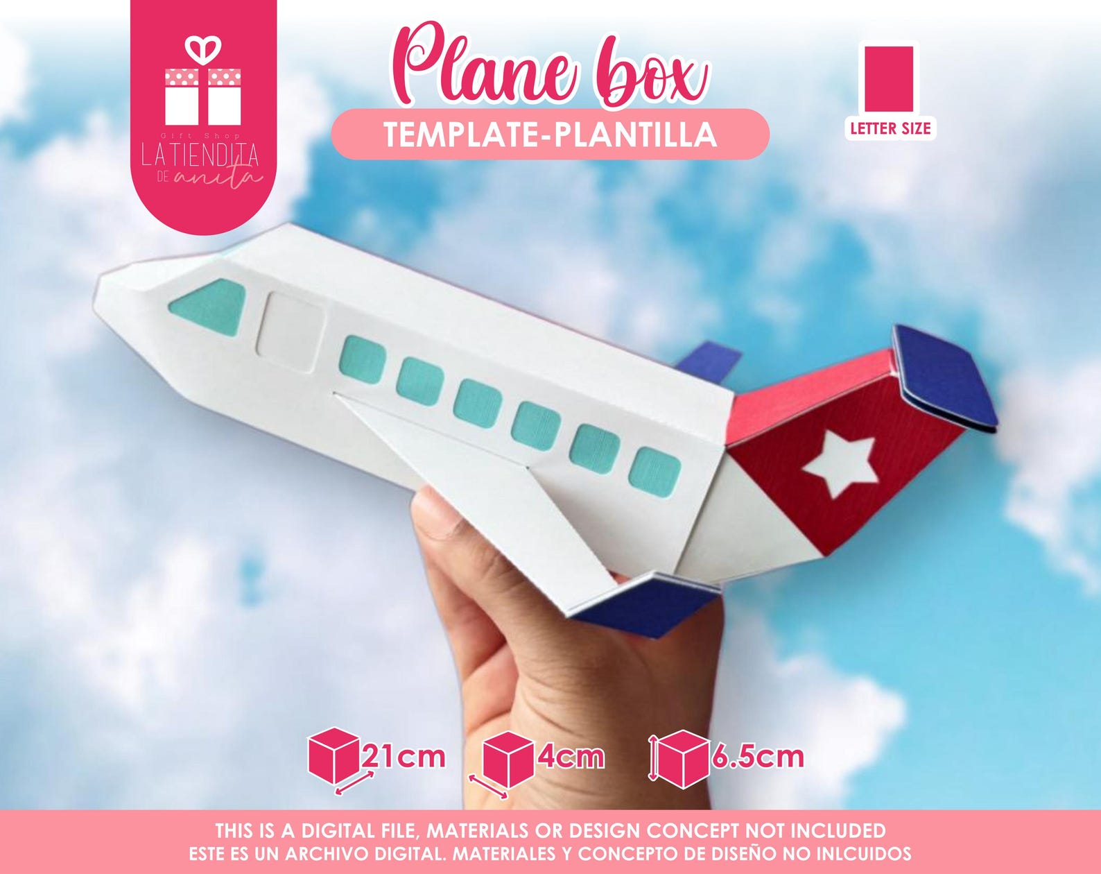 Airplane Box Template, 3D Plane Party Favors for Aviation Birthday ...