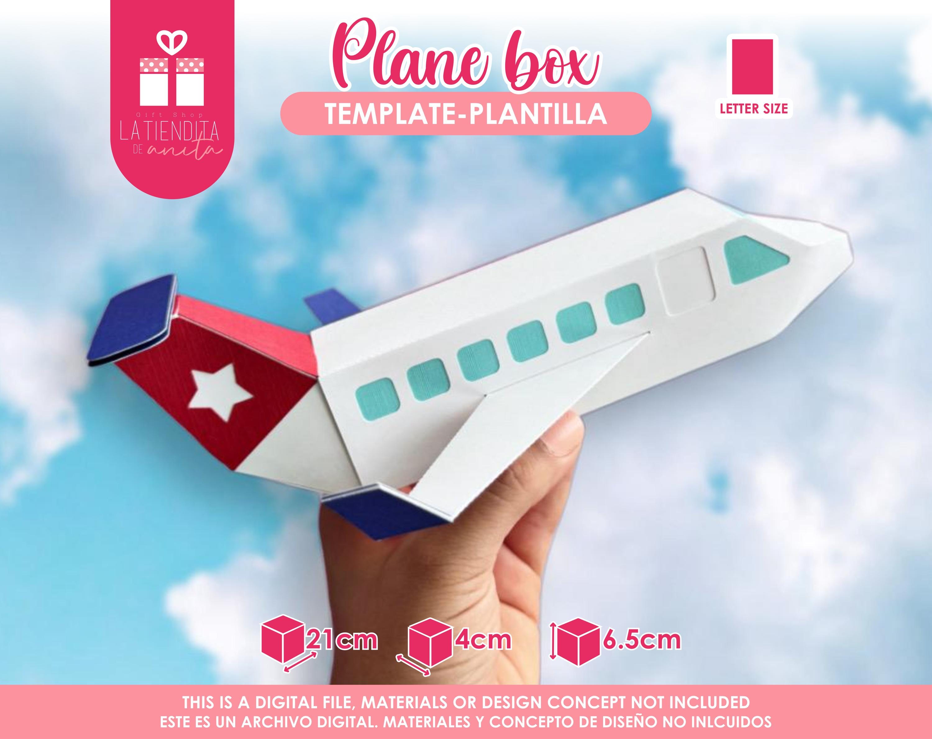 Airplane Box Template, 3D Plane Party Favors for Aviation Birthday ...