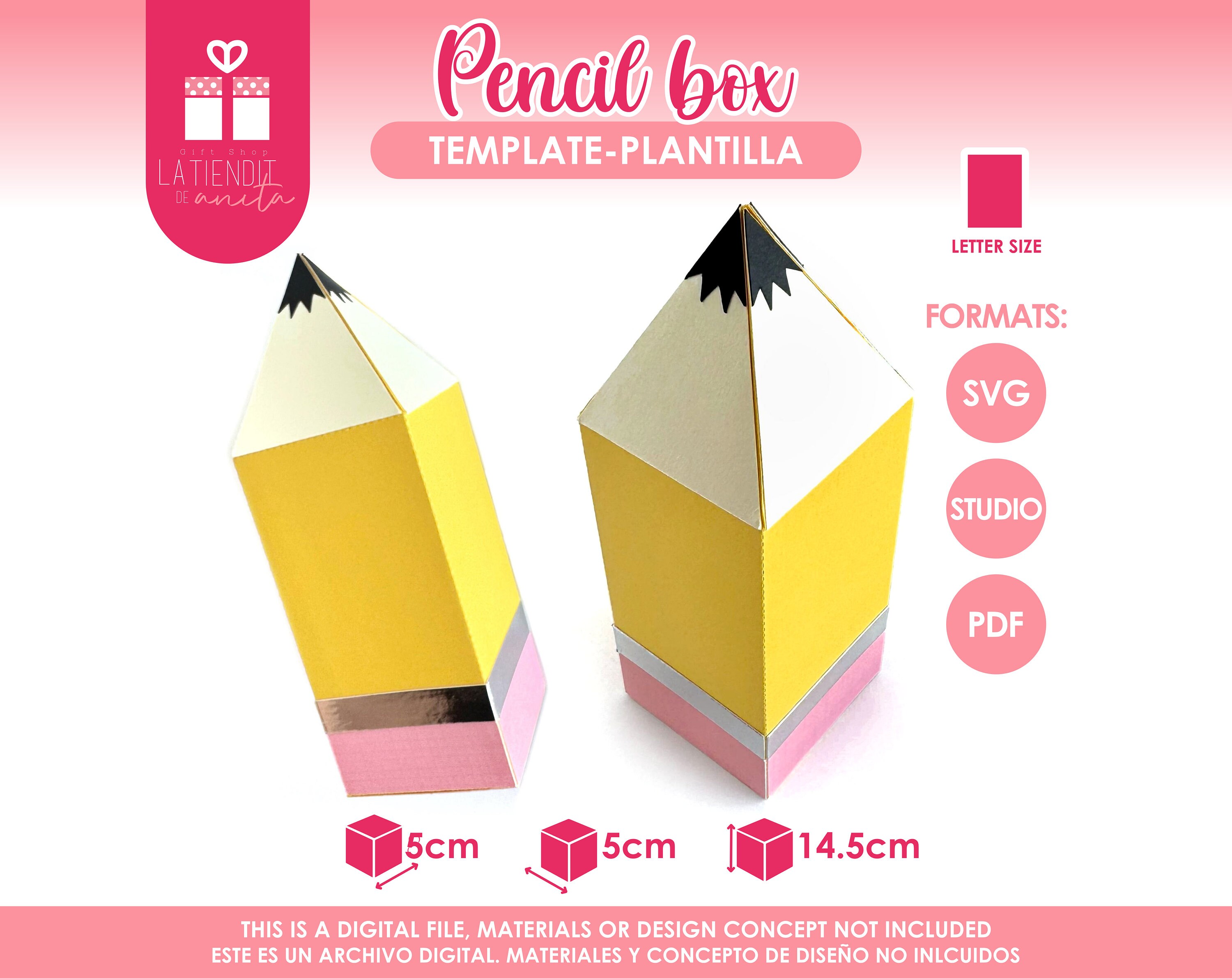 3D Pencil Favor Box Template: Back to School Gift (SVG, PDF) - Etsy