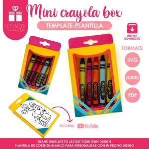 Crayola Visor Mini Box Template, Wax Crayon Coloring Case SVG File for ...