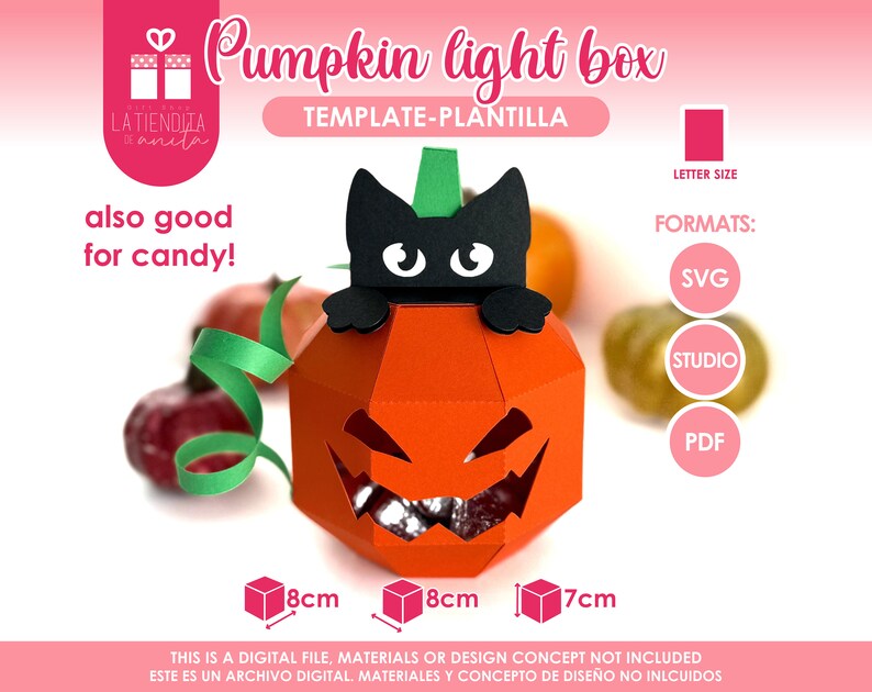 Halloween Light Box Template, 3D Pumpkin Box SVG, Pumpkin Candy Box ...