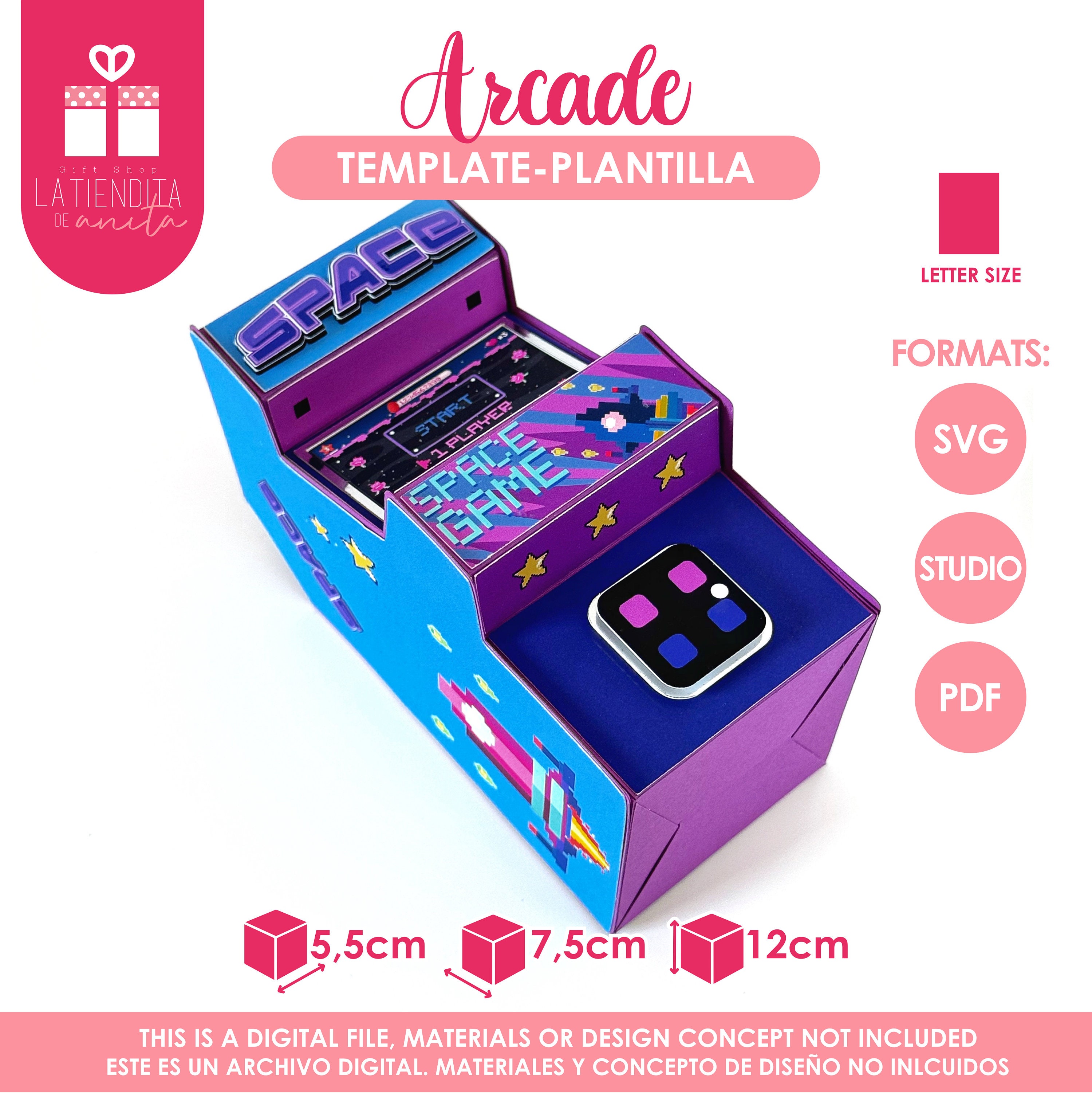 Arcade Machine Box Template, Arcade Game Favor Box, Video Game Template ...