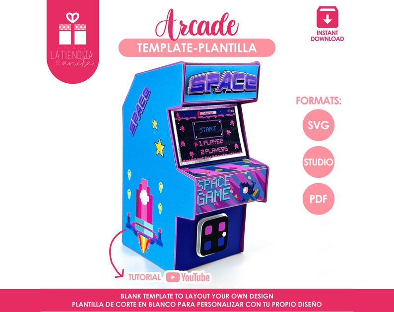 Arcade Machine Box Template, Arcade Game Favor Box, Video Game Template ...