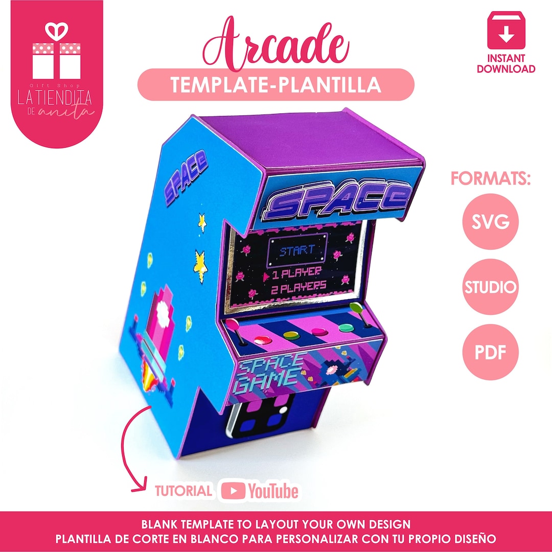 Arcade Machine Box Template, Arcade Game Favor Box, Video Game Template ...