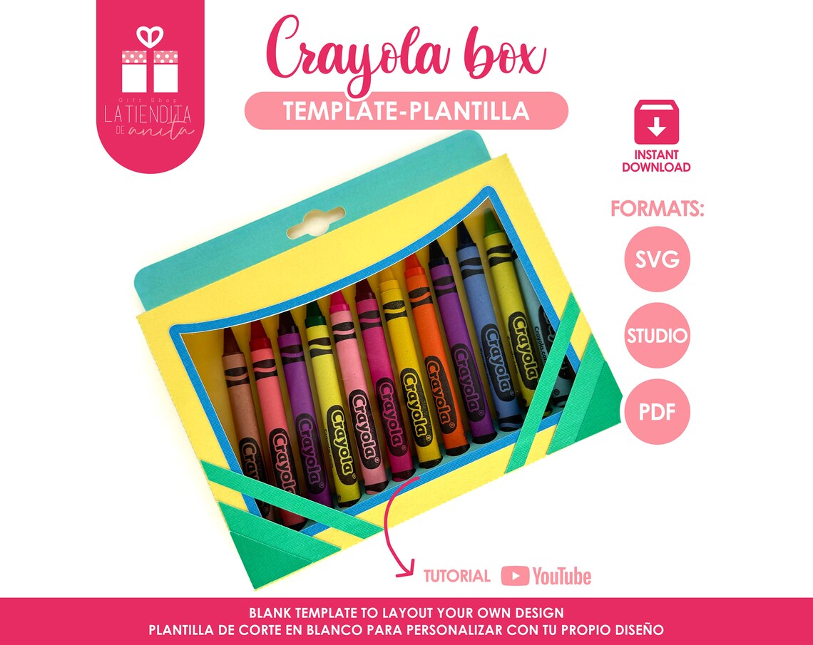 Crayola Box Template, Crayon Coloring Case SVG, Student Gift Ideas ...