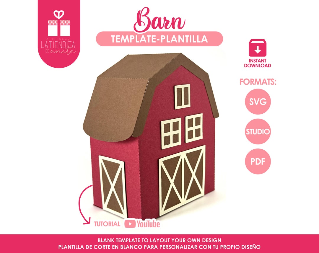 Barn Favor Box Template - Farmhouse Party Decoration - Barnyard ...