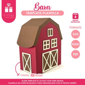 Barn Favor Box Template - Farmhouse Party Decoration - Barnyard ...