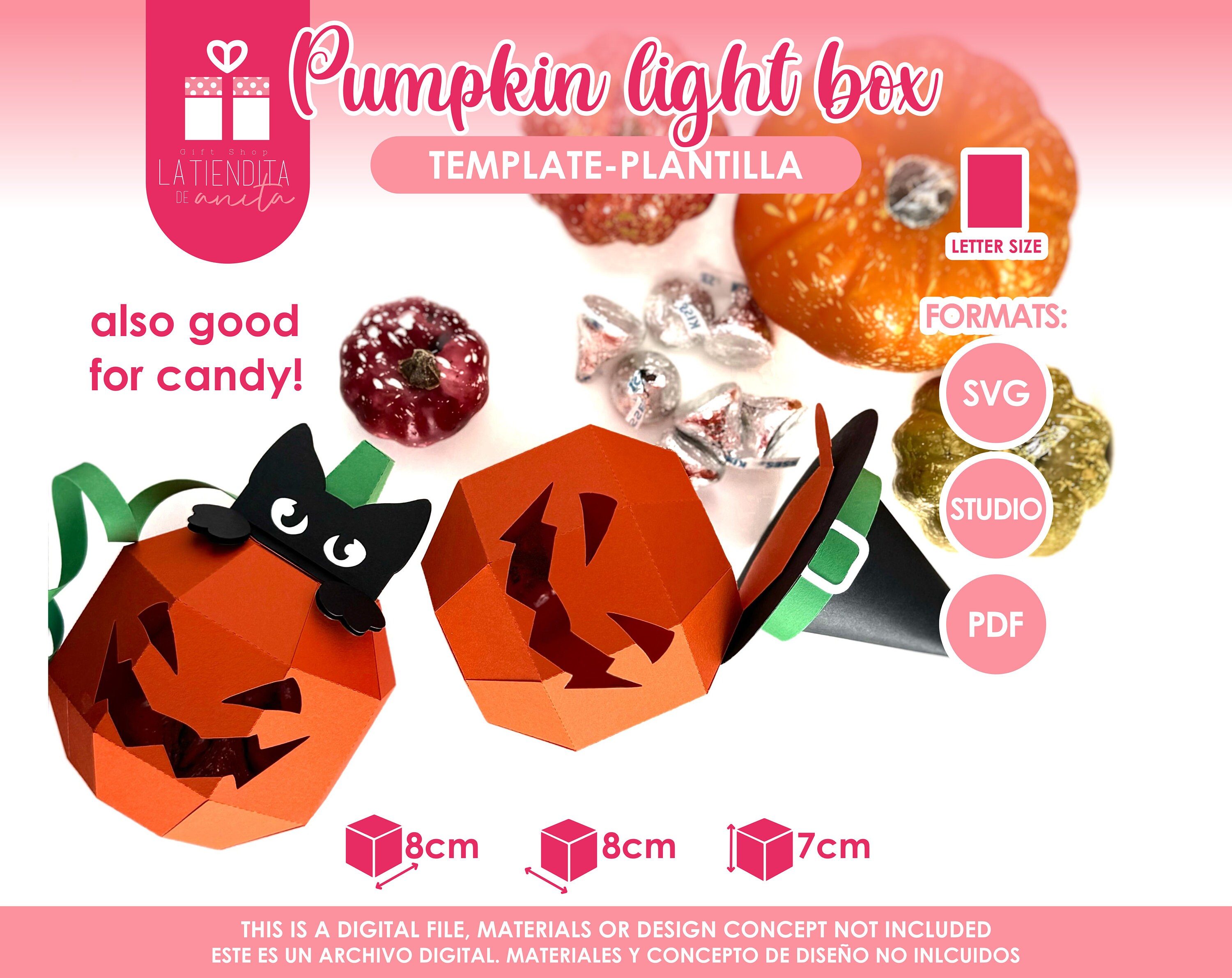 Halloween Light Box Template, 3D Pumpkin Box SVG, Pumpkin Candy Box ...