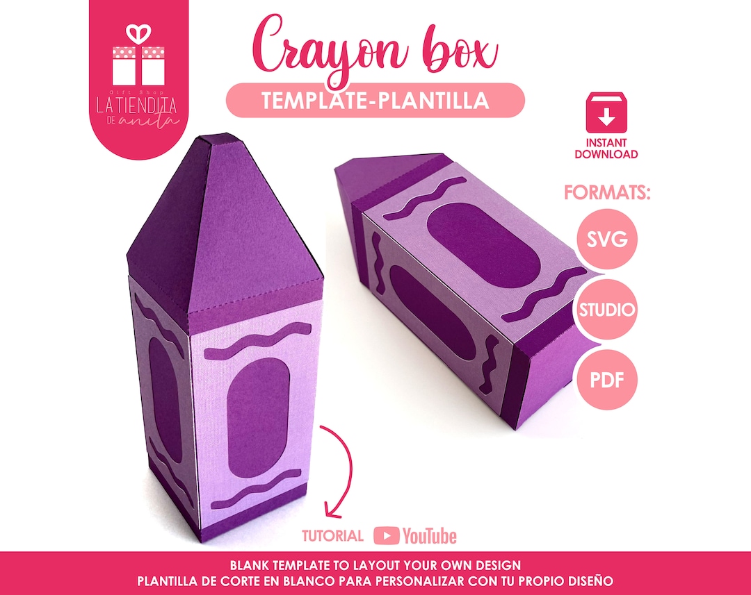 Crayon Favor Box Template, Wax Crayon SVG File for Silhouette and ...