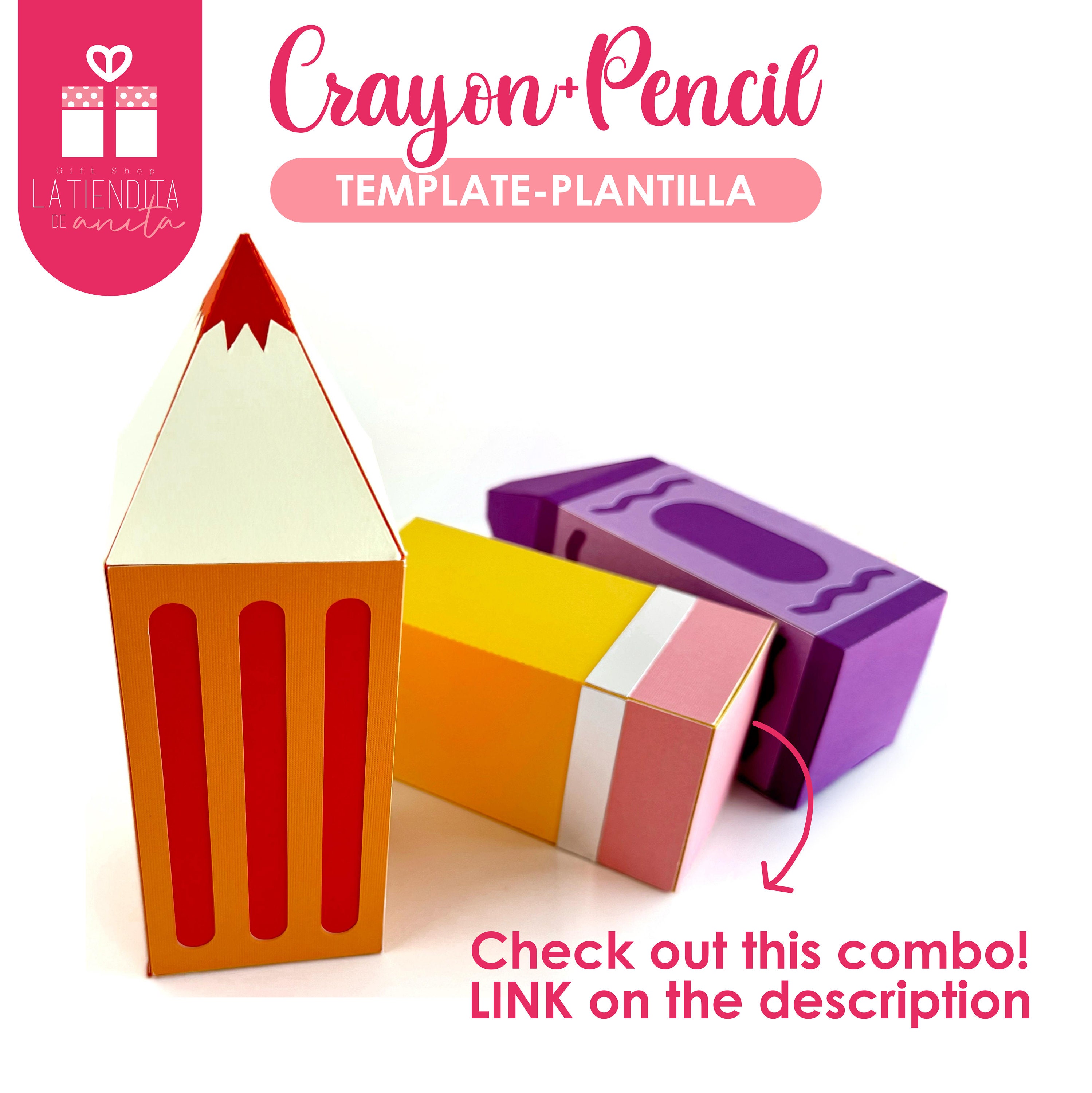 Colored Pencil Favor Box Template, 3D Paper Pencil SVG File for ...
