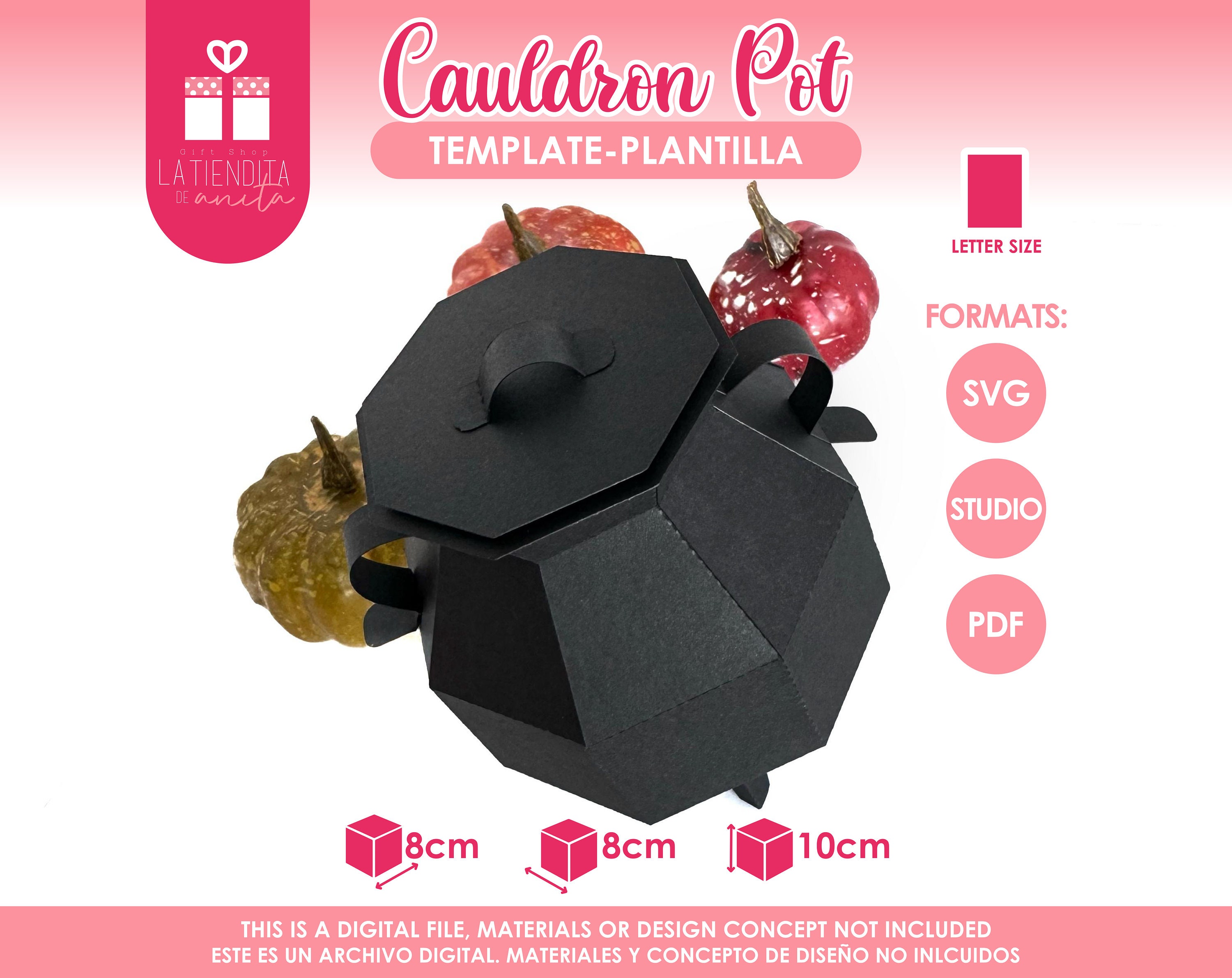 Cauldron Box Template, 3D Witch Pot SVG, Paper Cauldron Box for Spooky ...