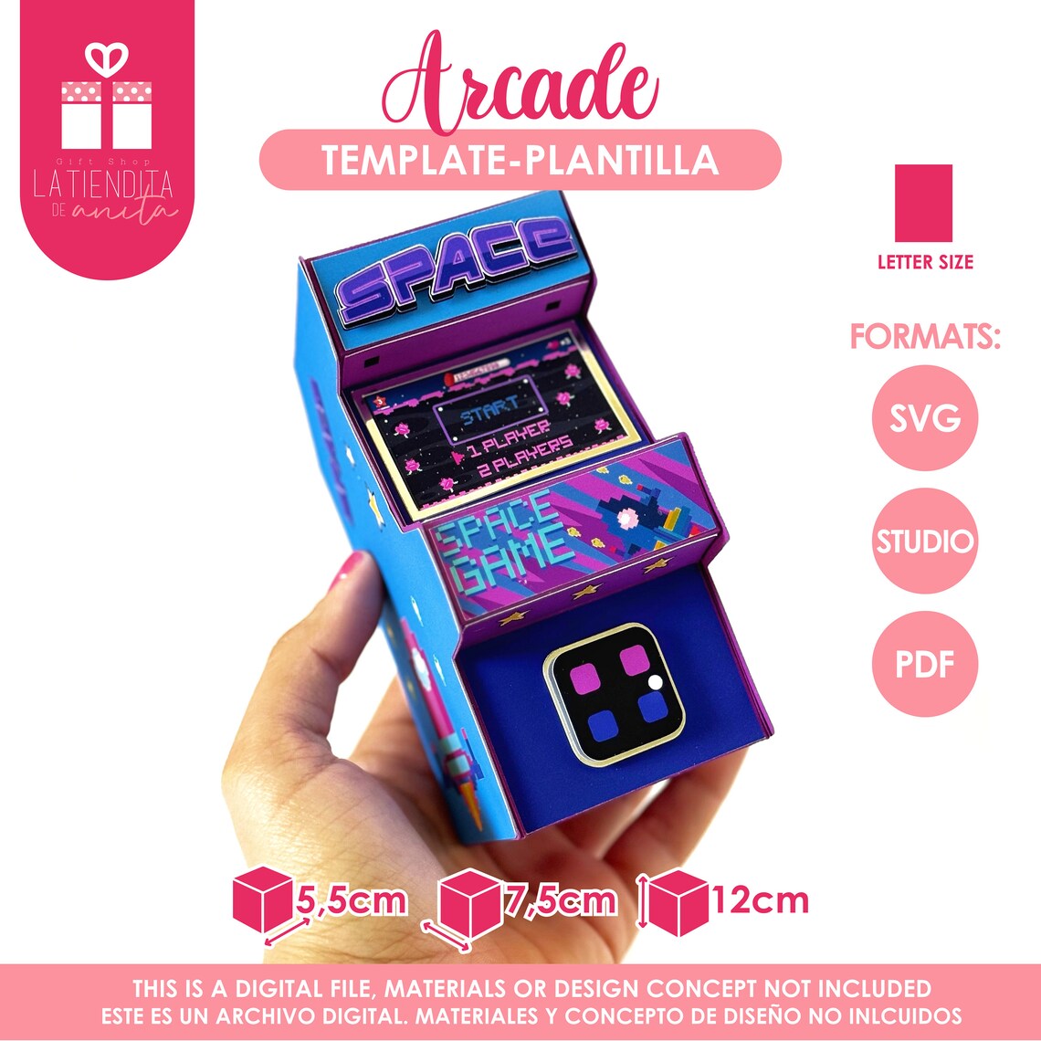 Arcade Machine Box Template, Arcade Game Favor Box, Video Game Template ...